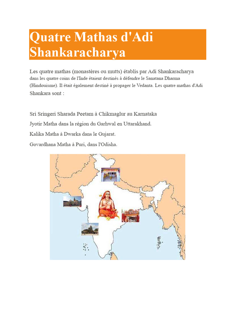 Quatre Mathas d'Adi Shankaracharya | PDF