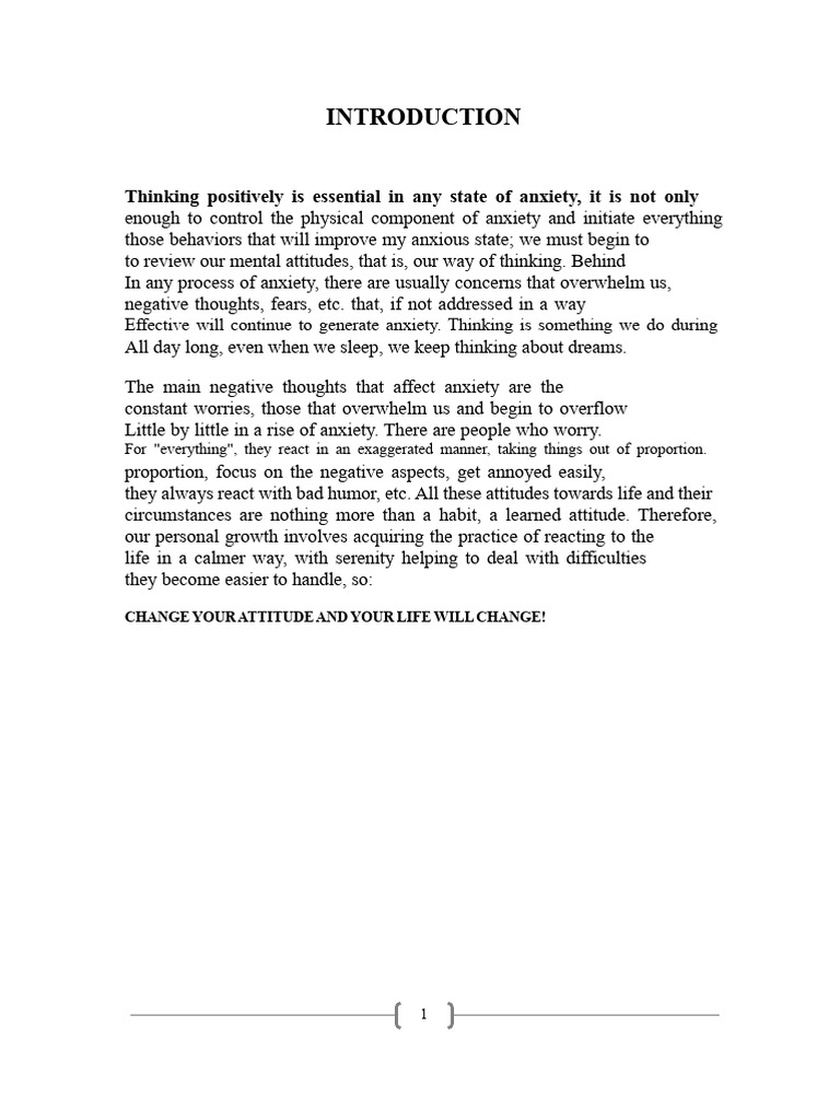 Change Your Thoughts and Change Your Attitude | PDF | Anxiety | Thought