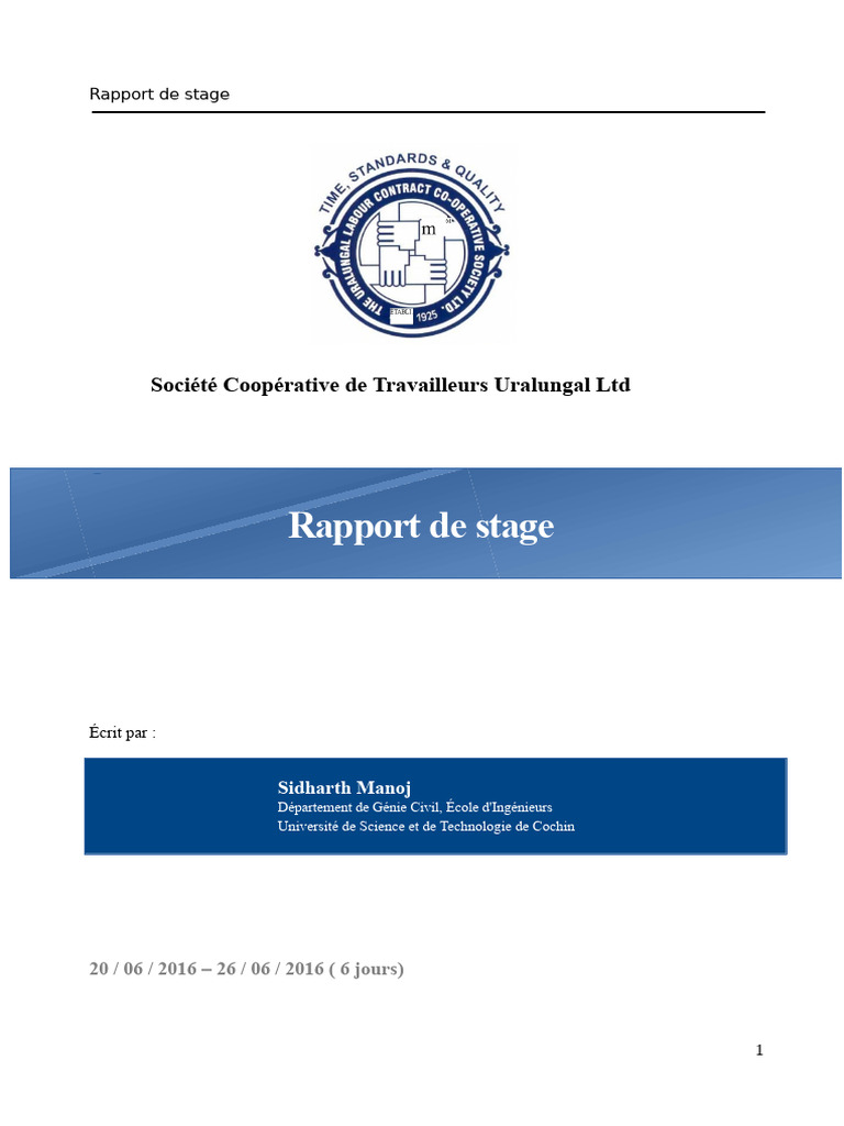 Rapport de Stage | PDF | Génie du bâtiment | Ingénierie civile