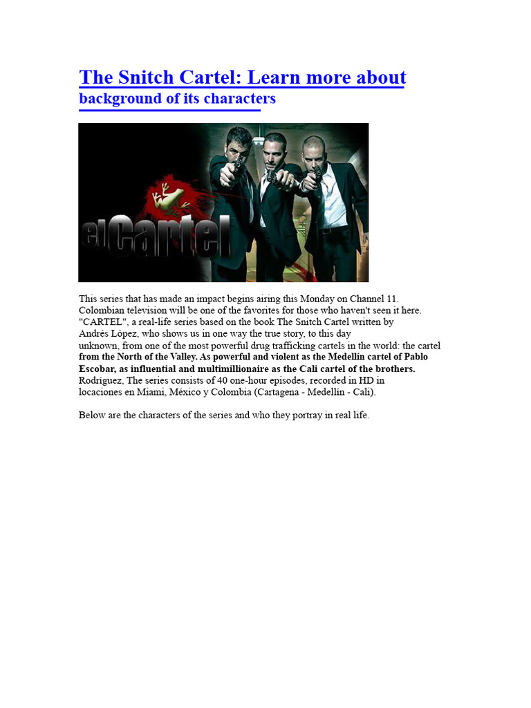 The North Valley Cartel - Colombia (The Snitch Cartel) | PDF ...