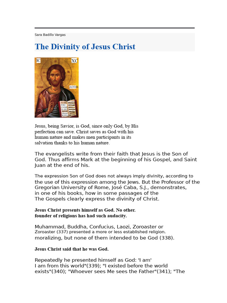 The Divinity of Jesus Christ Explained | PDF | Jesus | God The Father