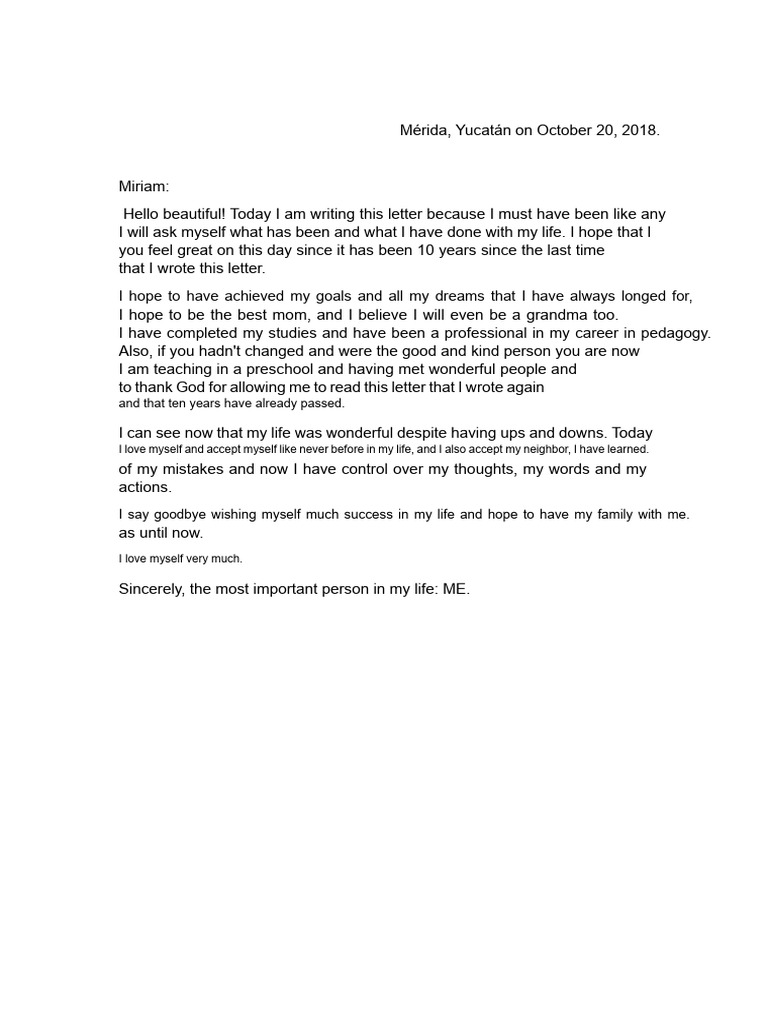 Letter To Myself 10 Years From Now | PDF
