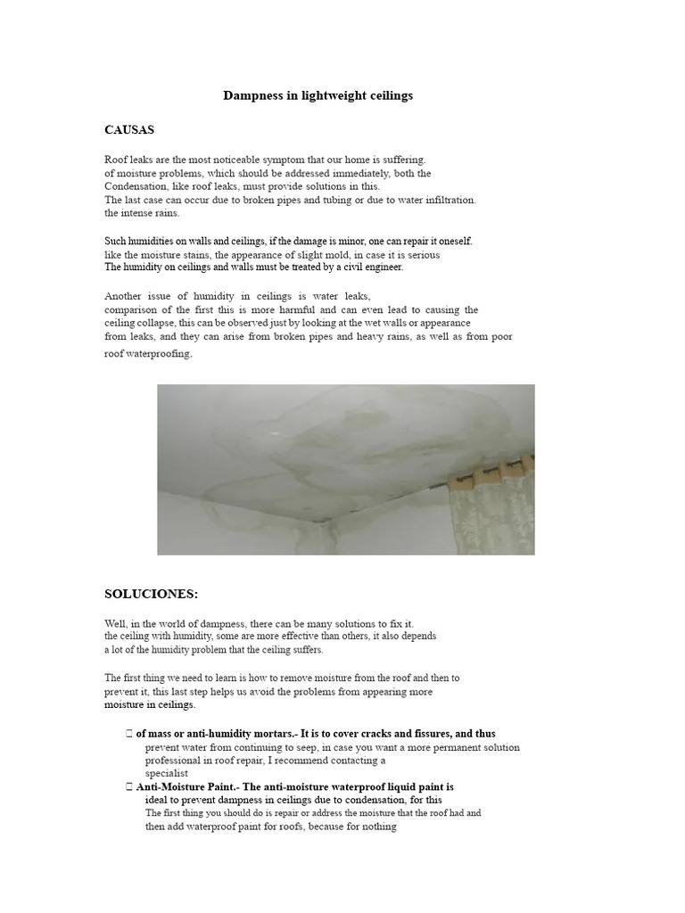 MOISTURE IN LIGHTWEIGHT CEILINGS.docx | PDF | Humidity | Roof