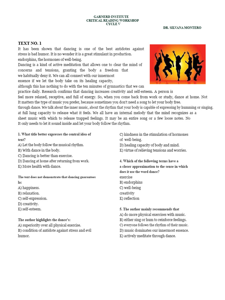 Critical Reading Activity Iv-V | PDF | Well Being | Relaxation (Psychology)
