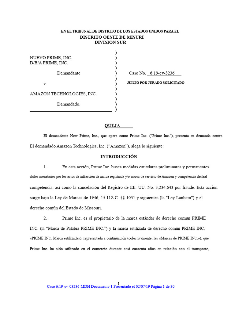 Prime Inc. vs. Amazon | PDF | Oficina de Patentes y Marcas de Estados ...