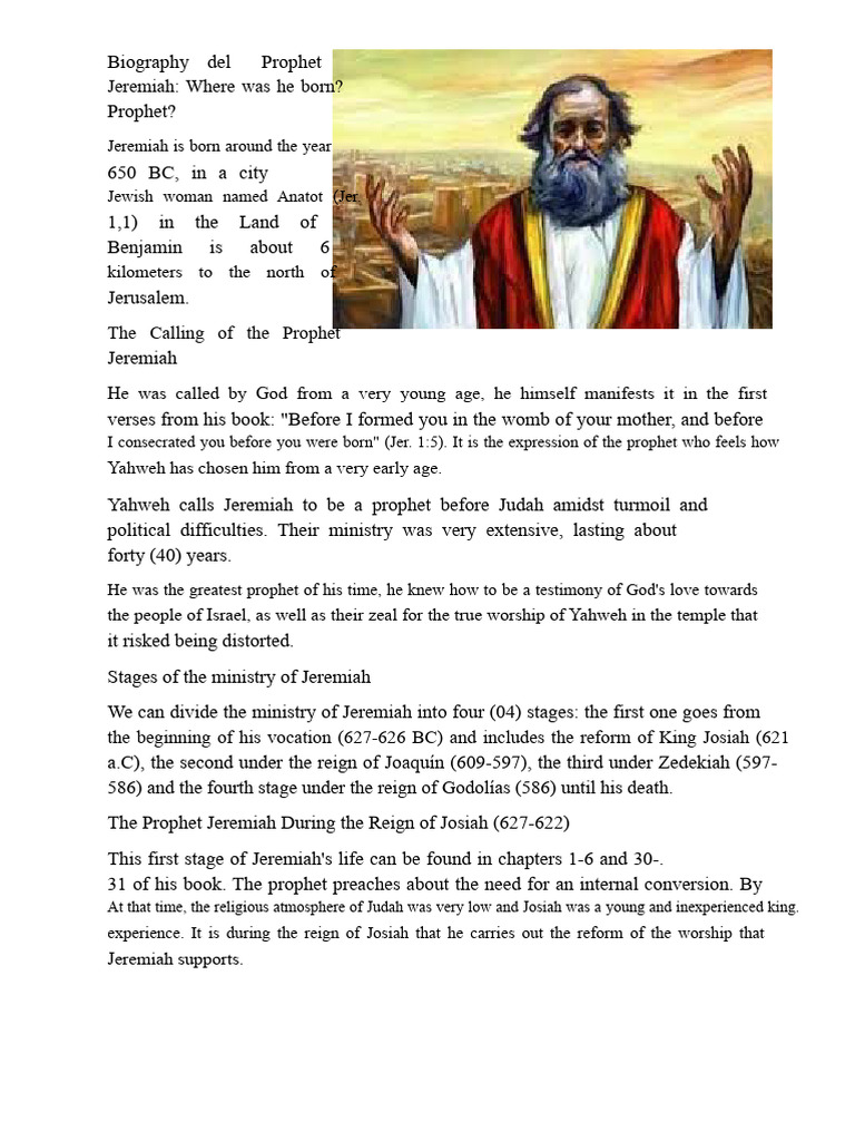 Biography of The Prophet Jeremiah | PDF | Jeremiah | Daniel (Biblical ...