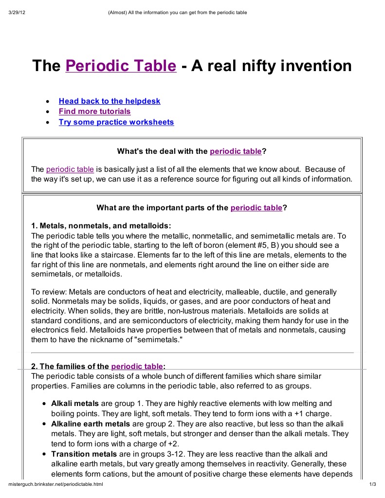 (Almost) All The Information You Can Get From The Periodic Table | PDF