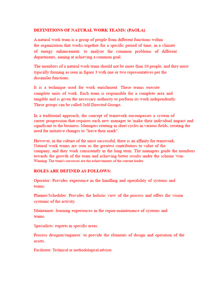 Natural Work Teams | PDF | Goal | Knowledge