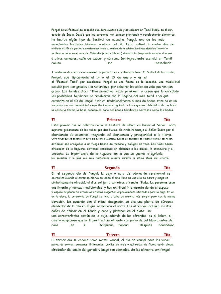 Festival de Pongal | PDF | Festival