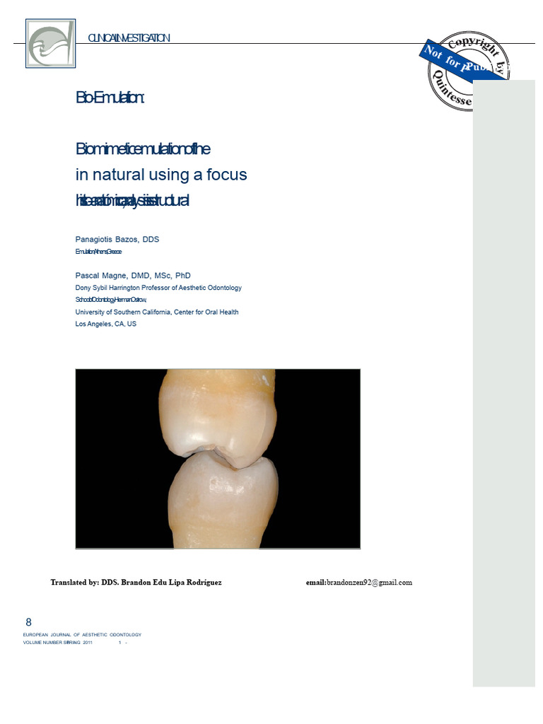 Bioemulation Pascal Magne | PDF | Dental Anatomy | Tooth