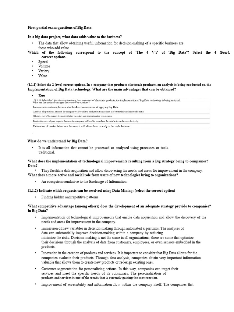Big Data - Questioner 1st Partial 26-08 | PDF | Data Warehouse | Data ...
