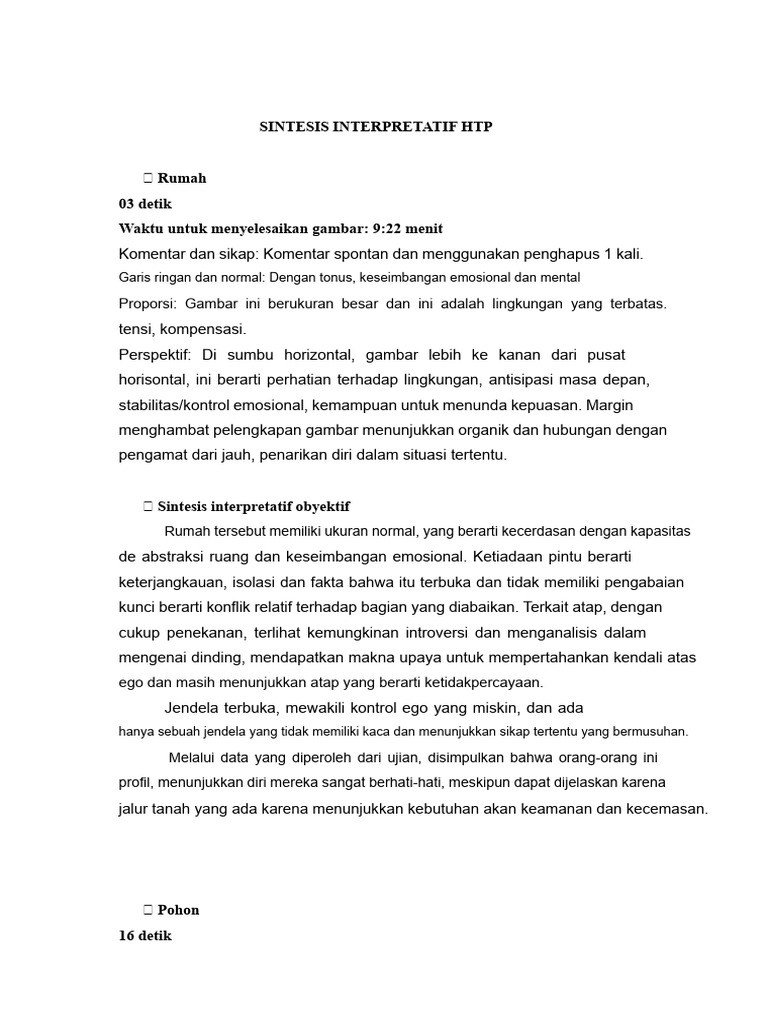 Analisis Psikologis Gambar HTP | PDF