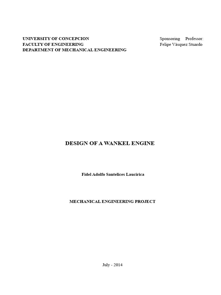 Wankel Engine Design Project Overview | PDF | Internal Combustion ...
