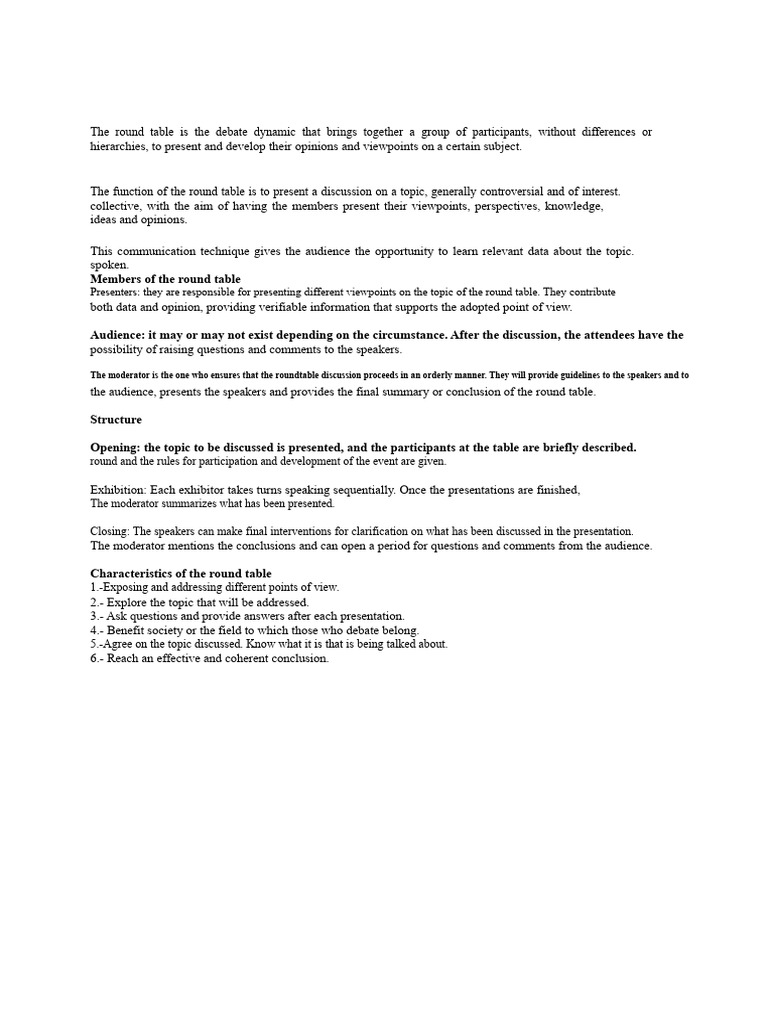 Understanding Round Table Discussions | PDF | Communication | Human ...