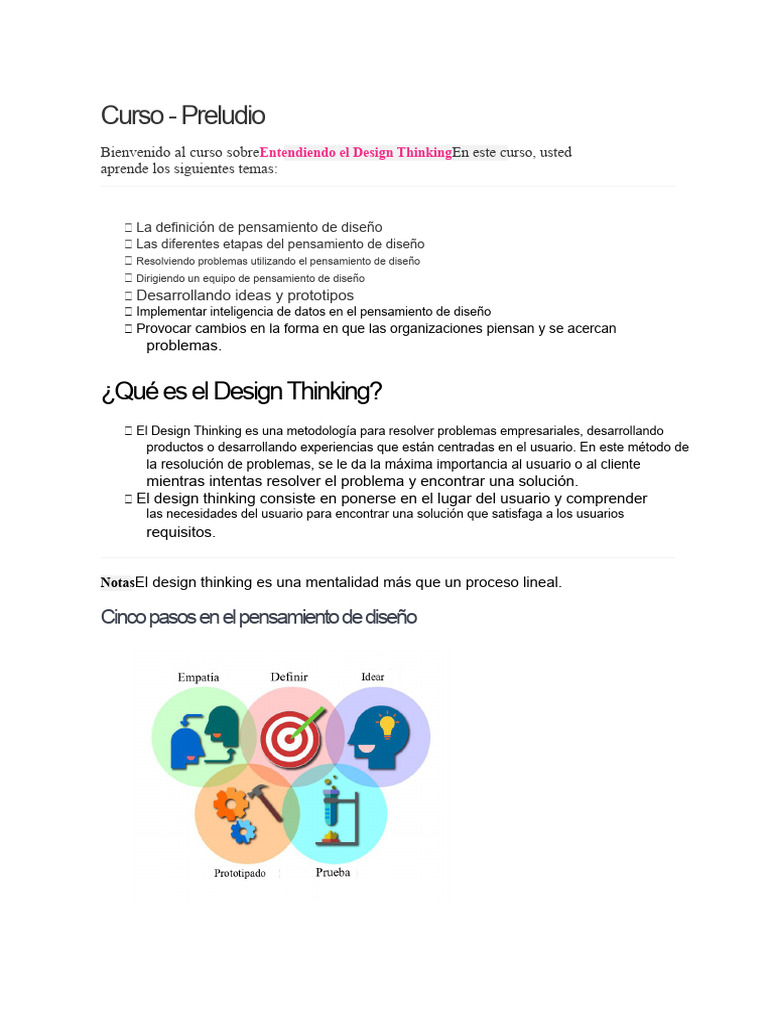 Curso de Design Thinking: Metodología y Etapas | PDF | El pensamiento de diseño | Pensamiento
