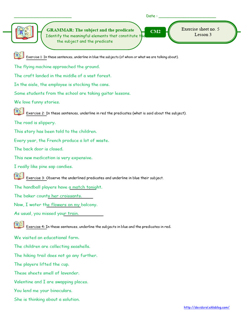 Subject and Predicate Grammar Exercises | PDF