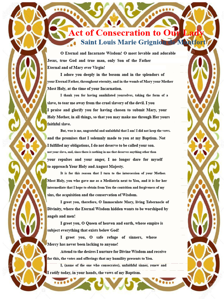 Act of Consecration to Mary | PDF | Mary, Mother Of Jesus | Incarnation ...