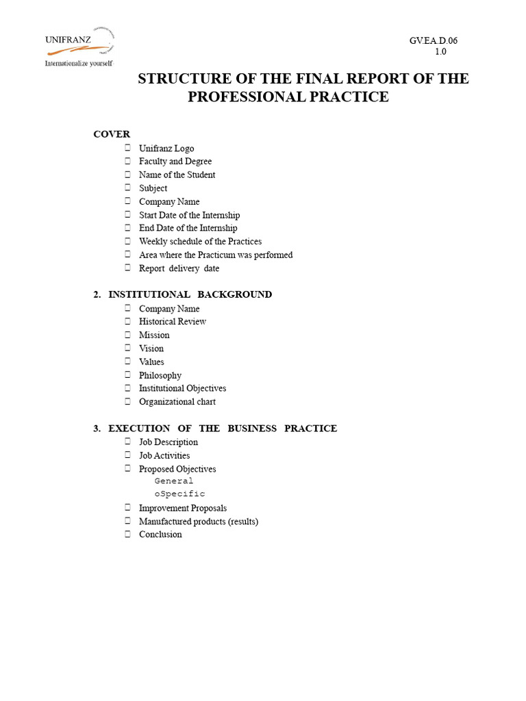 Final Report Structure for Internships | PDF