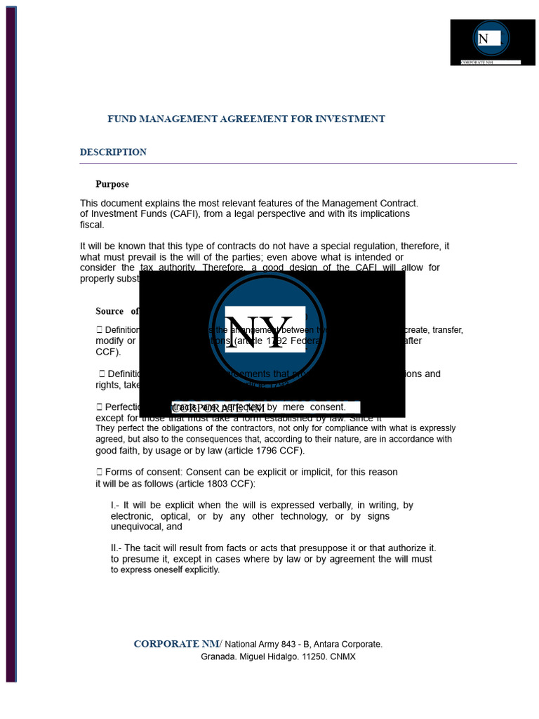 Legal Basis For Fund Administration Contract For Investment NM PDF ...