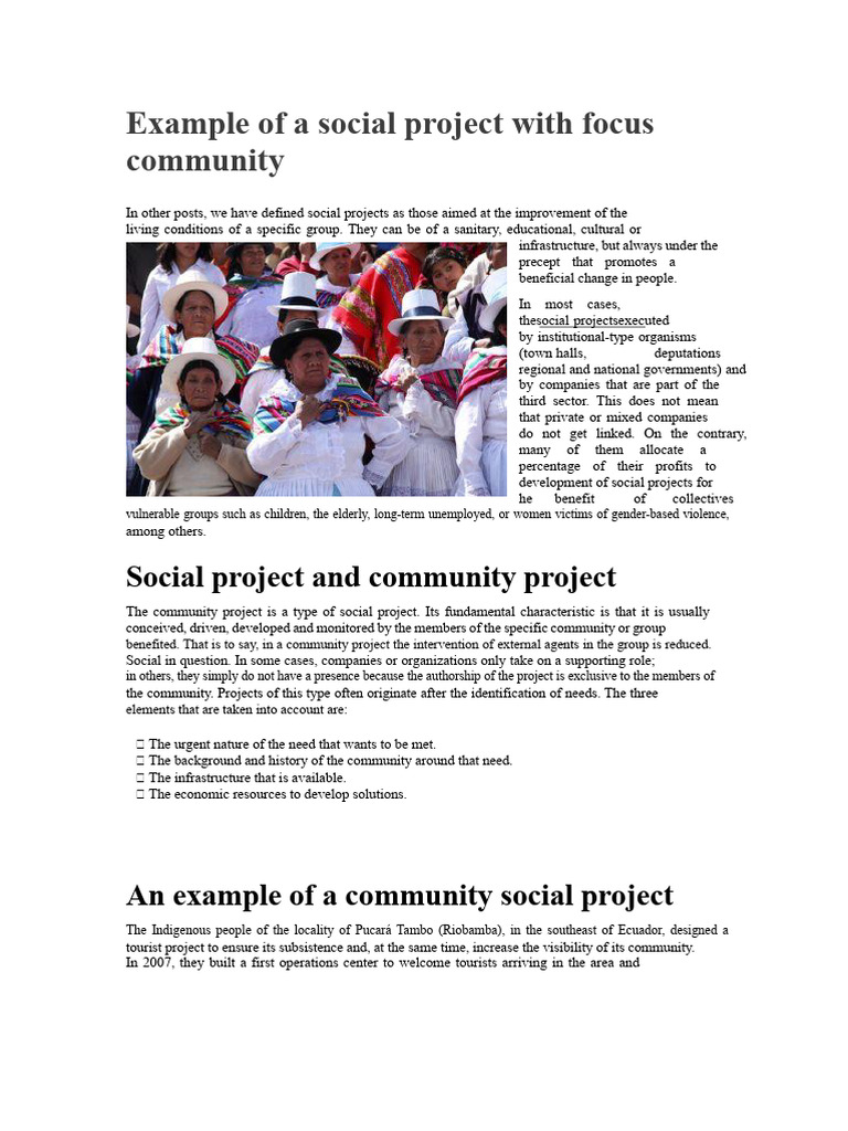 Example of a Social Project with a Community Focus | PDF | Economies ...