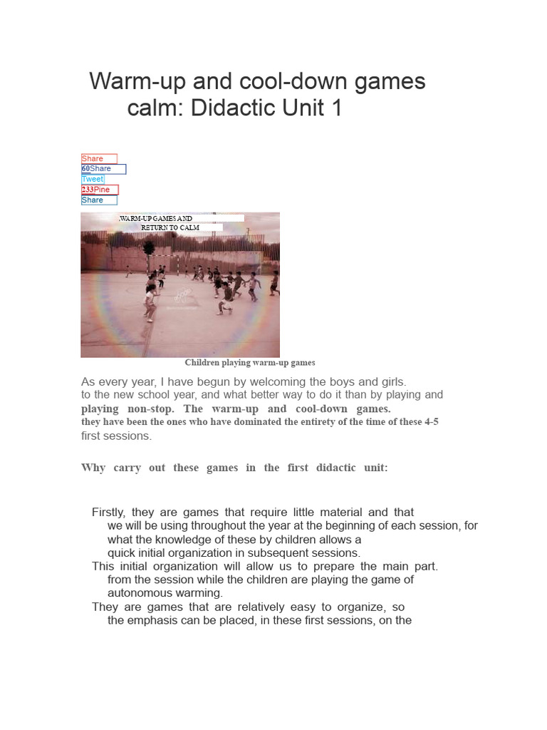 Warm-Up and Cool-Down Games for Kids | PDF