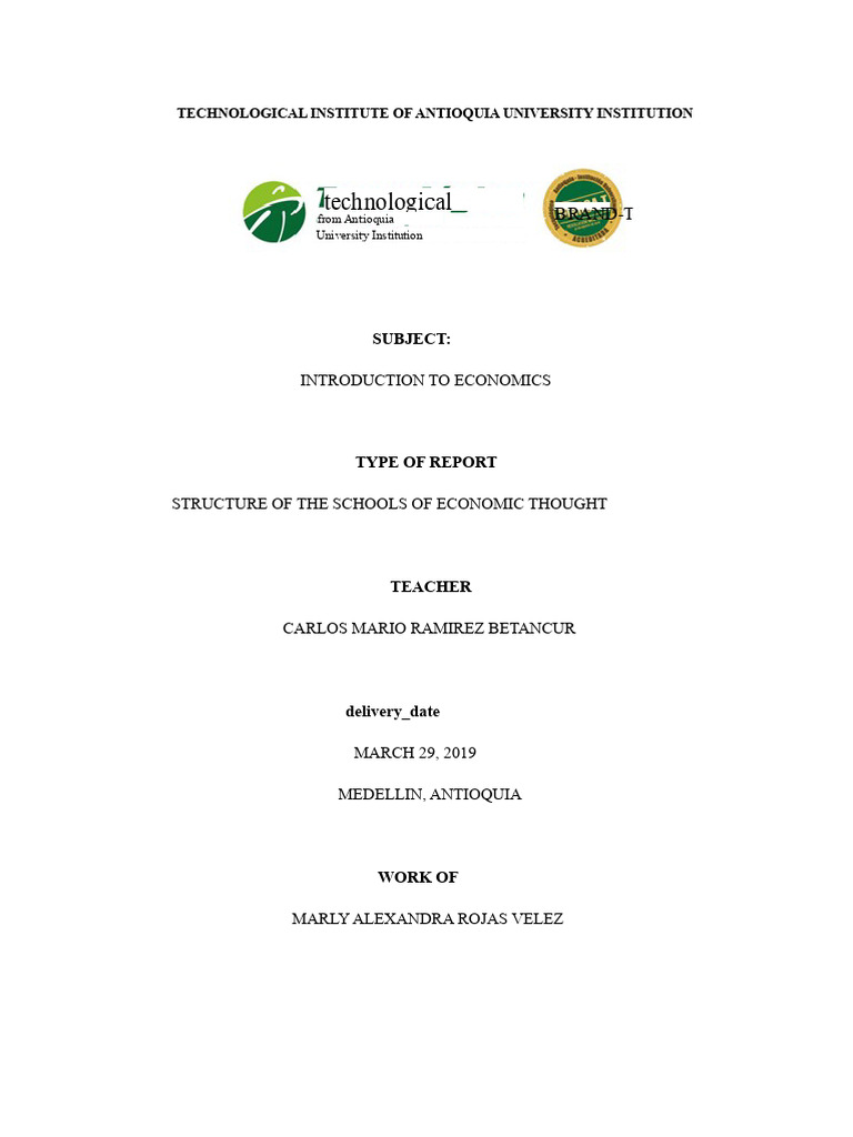Report On The Structure of Schools of Economic Thought. | PDF ...