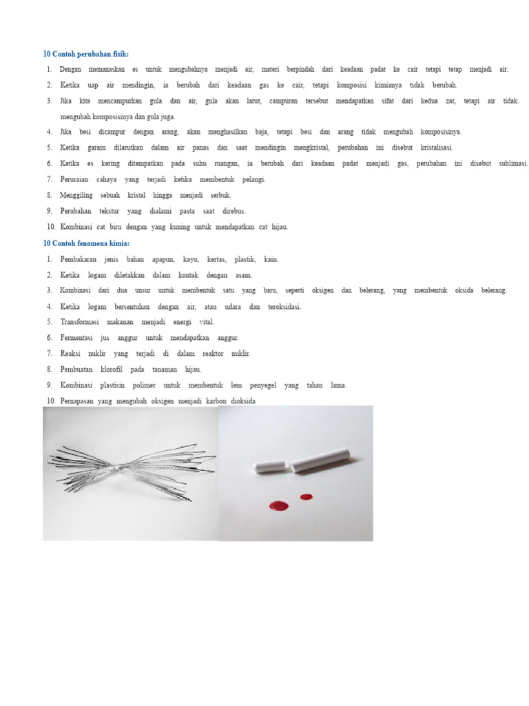 Contoh Perubahan Fisik dan Kimia | PDF