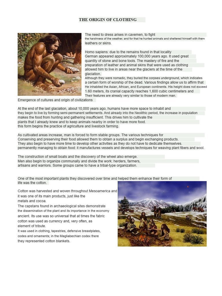 Evolution of Clothing and Culture | PDF | Clothing | Dress