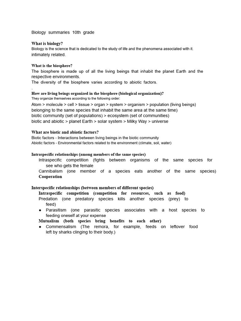 10th Grade Biology Study Guide | PDF | Cell Membrane | Cell (Biology)