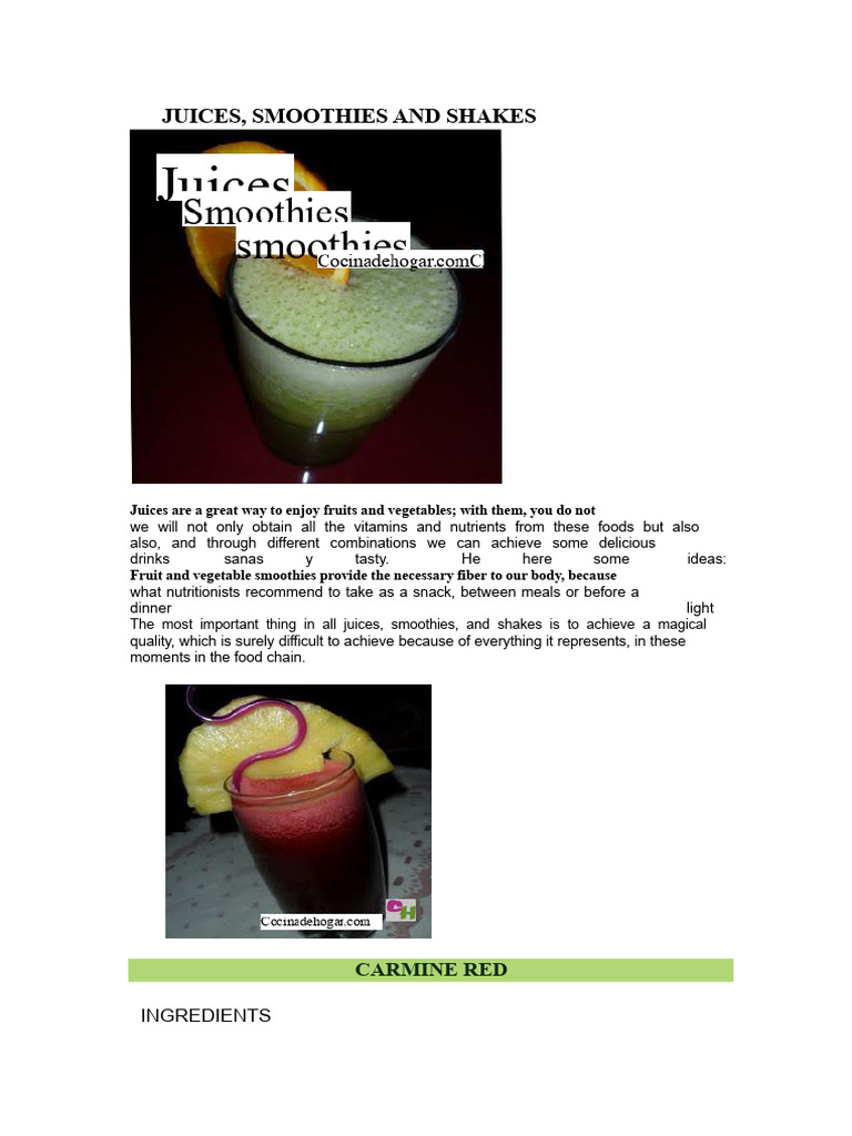 Juices and Natural Fruit Smoothies | PDF | Smoothie | Juice