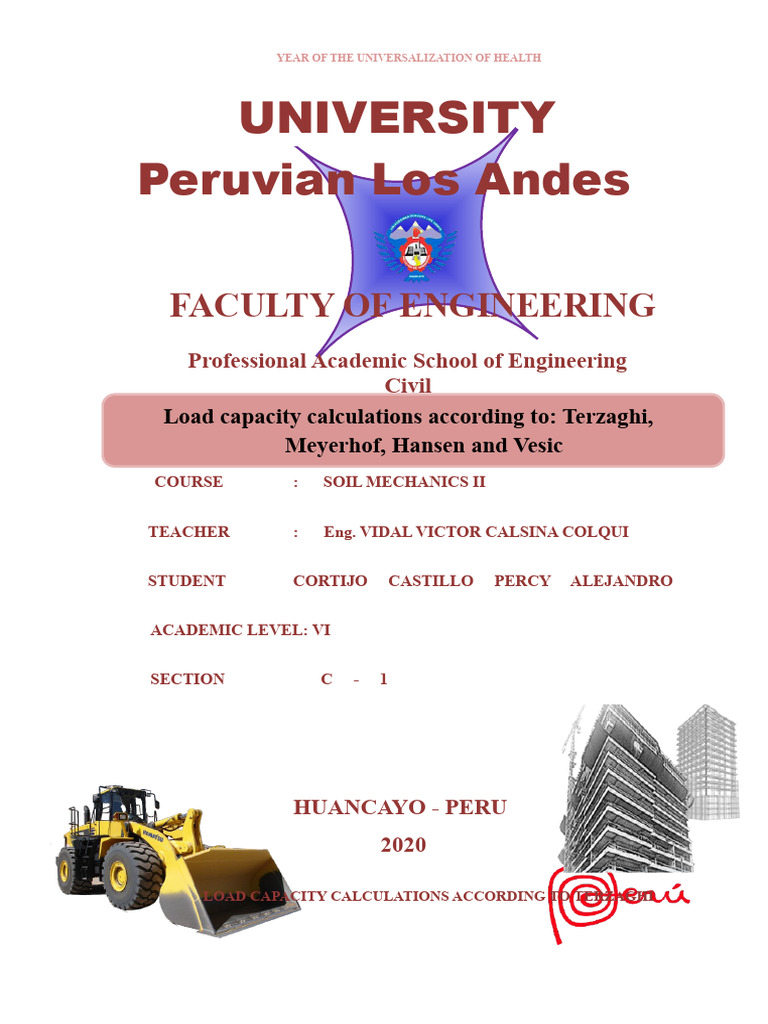Load Capacity According To Terzaghi, Meyerhof, Hansen, and Vesic. | PDF ...