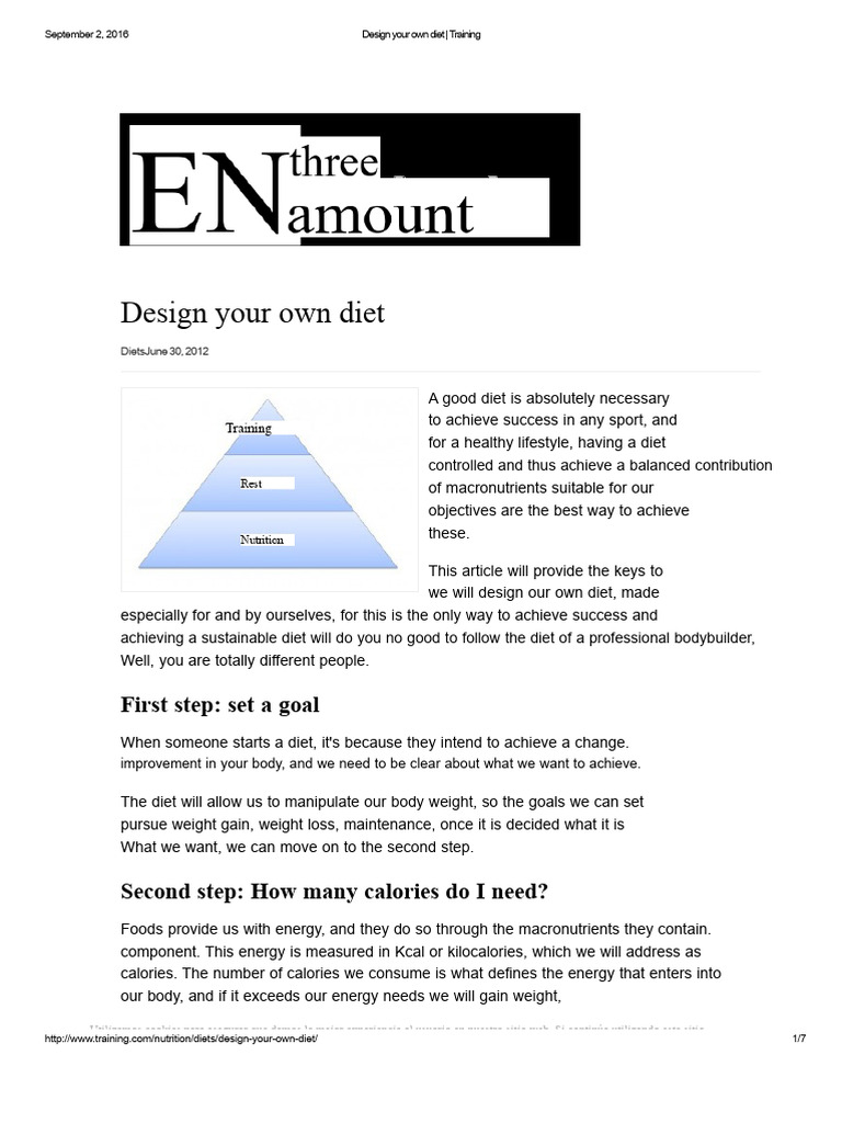 Design Your Own Diet - Training | PDF | Dieting | Food Energy