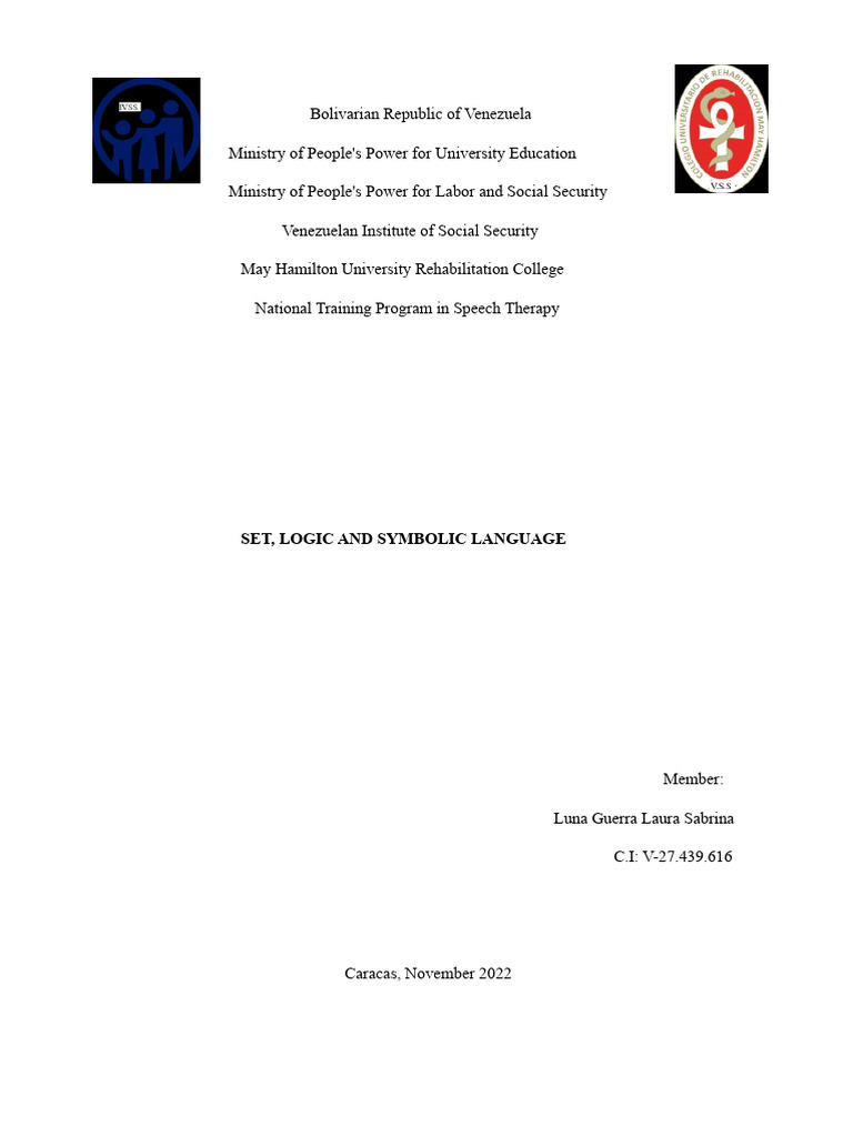 Set, Logic and Symbolic Language Laura Luna Section 1 | PDF | Set (Mathematics) | Intersection ...