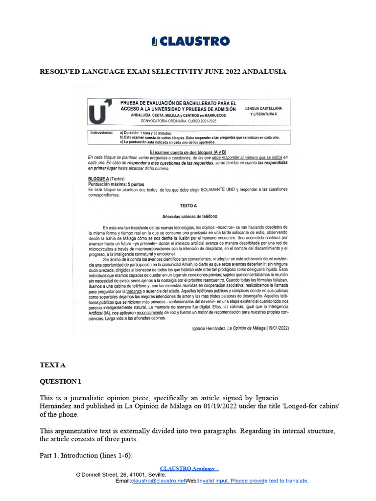 Resolved Language Exam June 2022 | PDF | Word | Language Mechanics