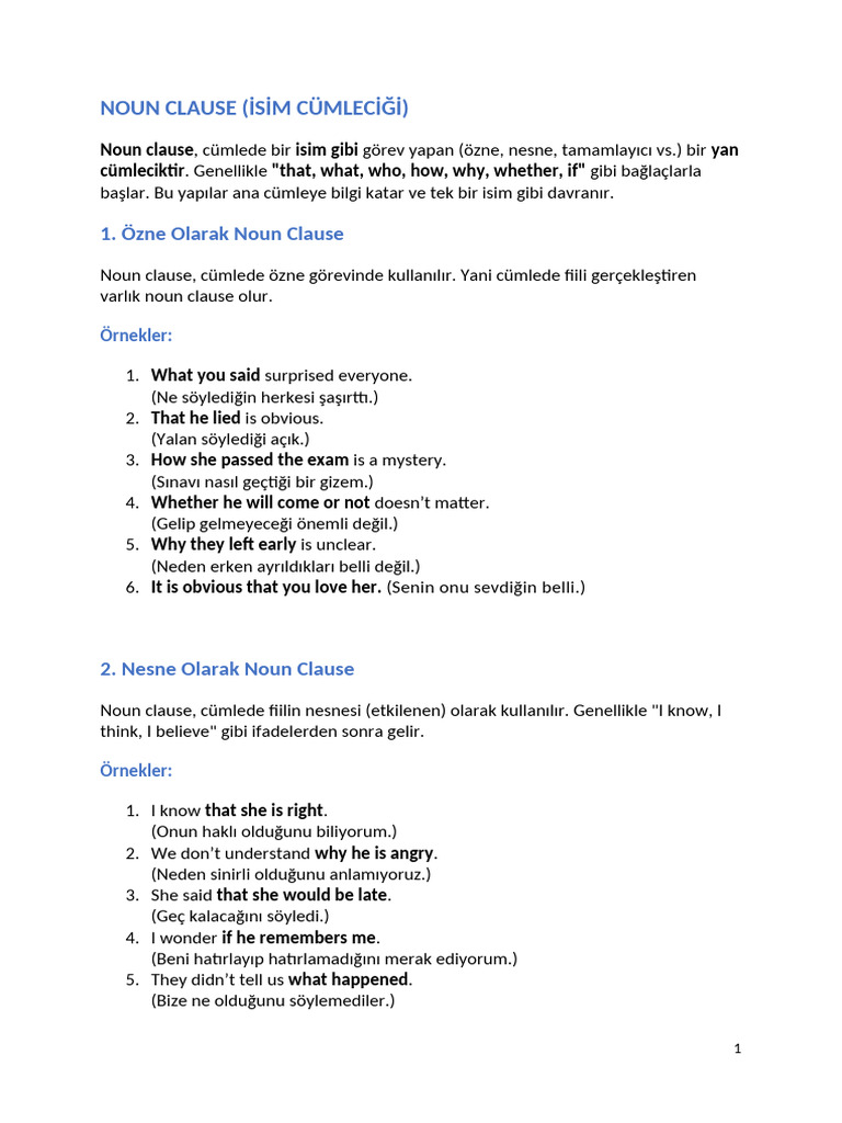 Noun Clauses | PDF