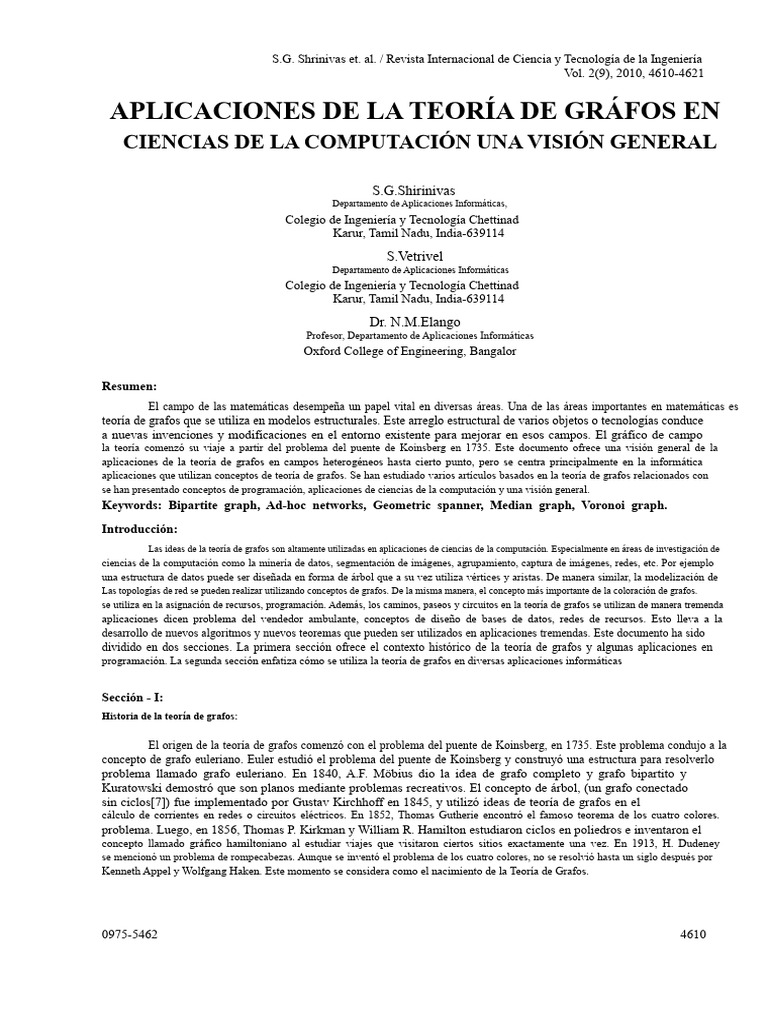 Aplicaciones de Teoría de Grafos en Informática | PDF | Teoría de ...