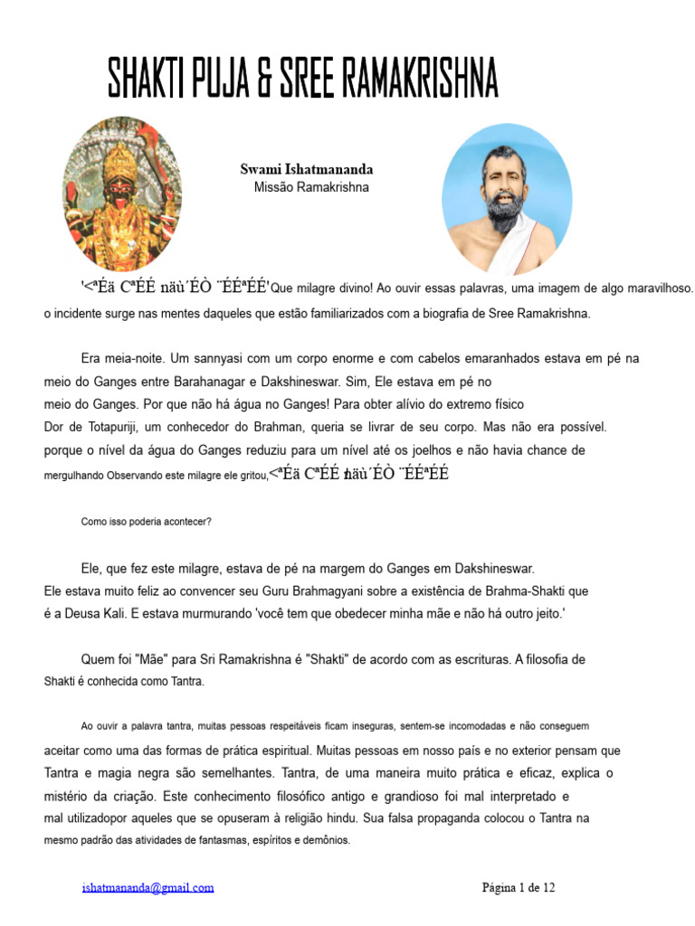 Puja de Shakti e Sree Ramakrishna | PDF | Tantra | Āstika