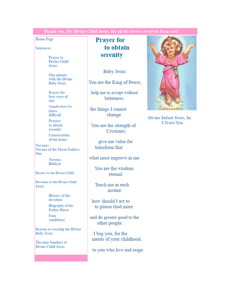 Prayers to the Divine Child Jesus | PDF