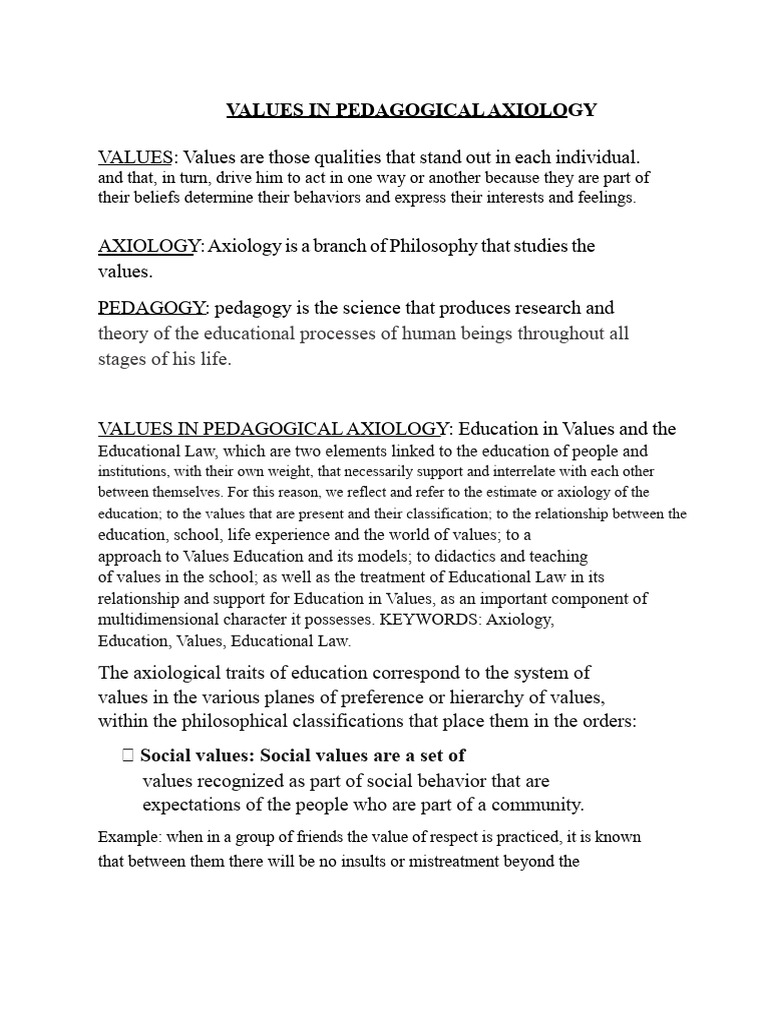 Axiology's Role in Education Values | PDF | Value (Ethics) | Pedagogy