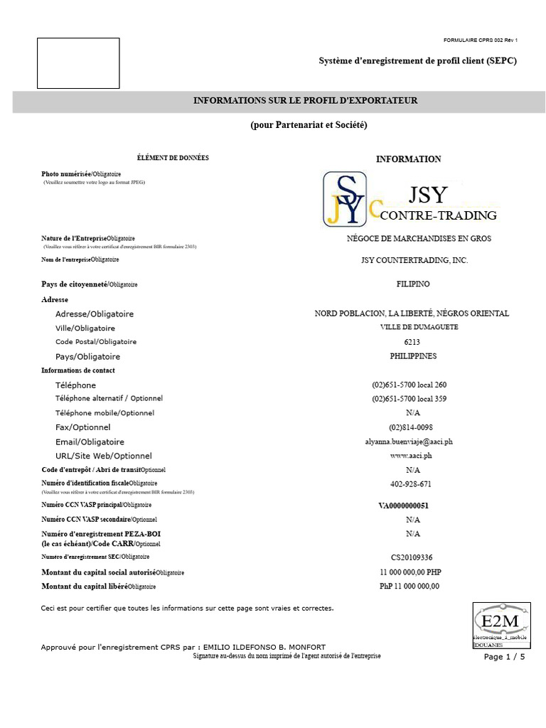 Formulaire CPRS Partenariat & Corporation | PDF | Informatique | l'Internet