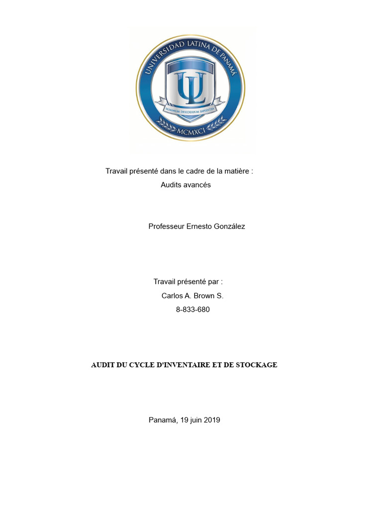 Audit du Cycle d'Inventaire et Stockage | PDF | Comptabilité | Audit