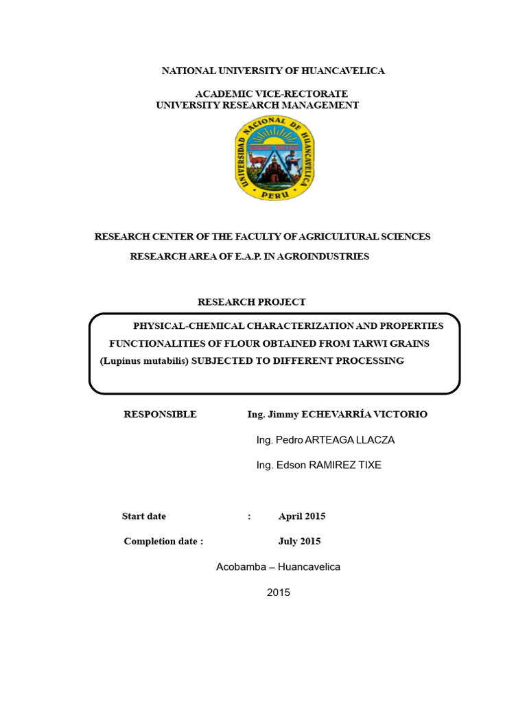 Tarwi Flour Project: Functional Properties of Tarwi Flour | PDF