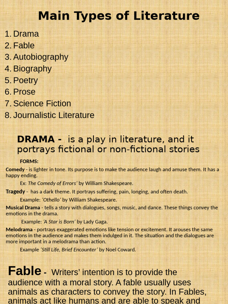 Types of Literature Explained | PDF | Poetry | Writing