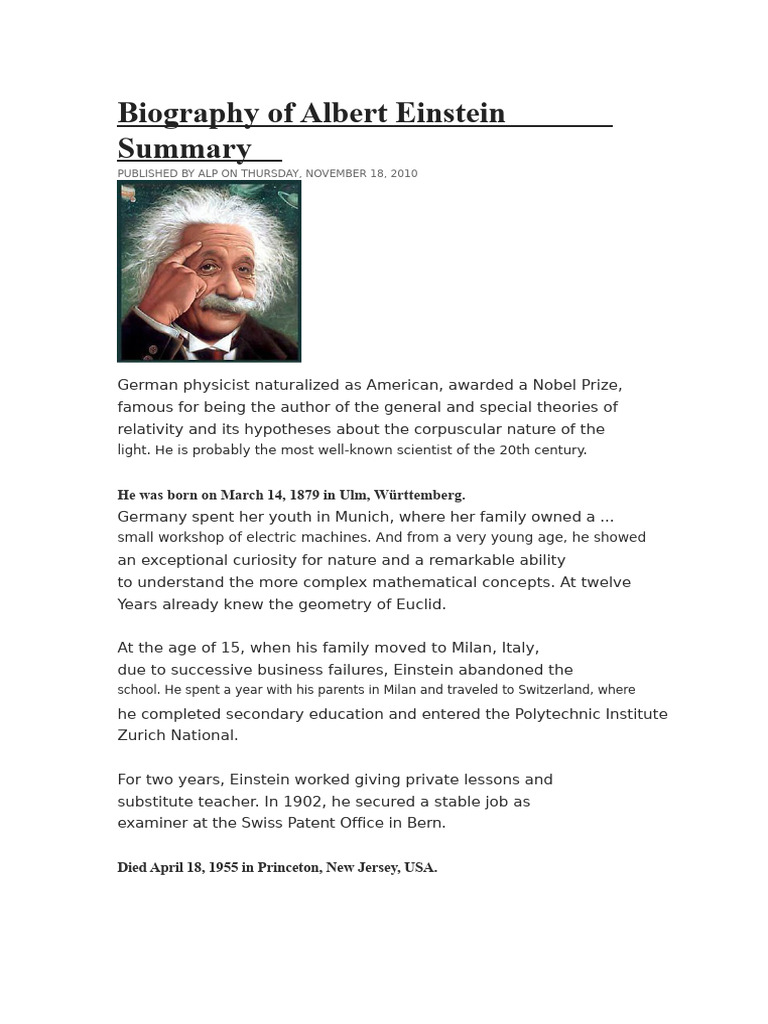 Biography of Albert Einstein | PDF