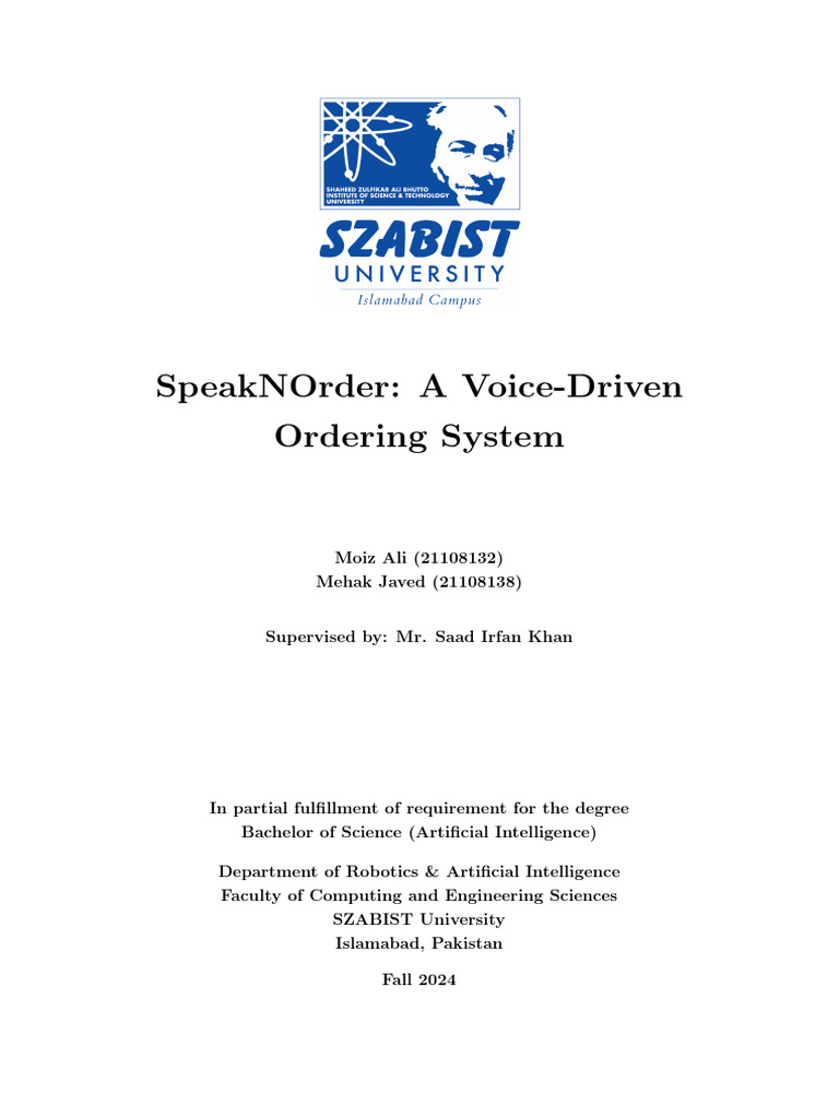 FYP Final Report SpeakNOrder 1 2 3 4 5 | PDF | Usability | Speech ...
