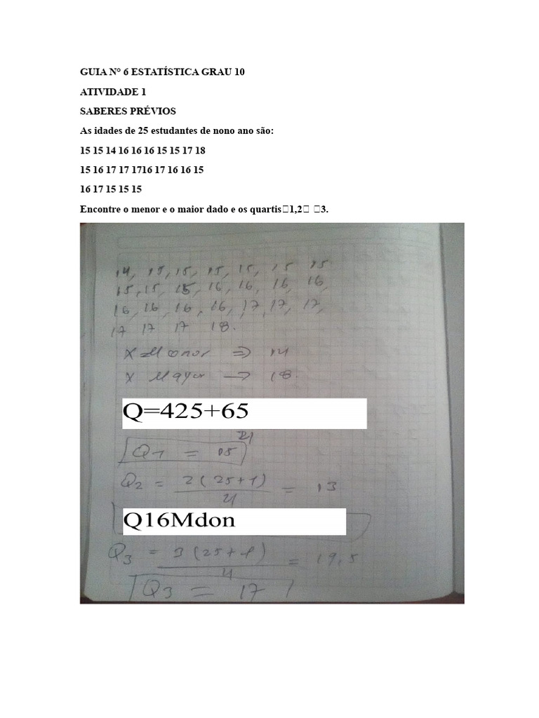 Estatística: Análise de Dados e Quartis | PDF | Mediana (Estatística)