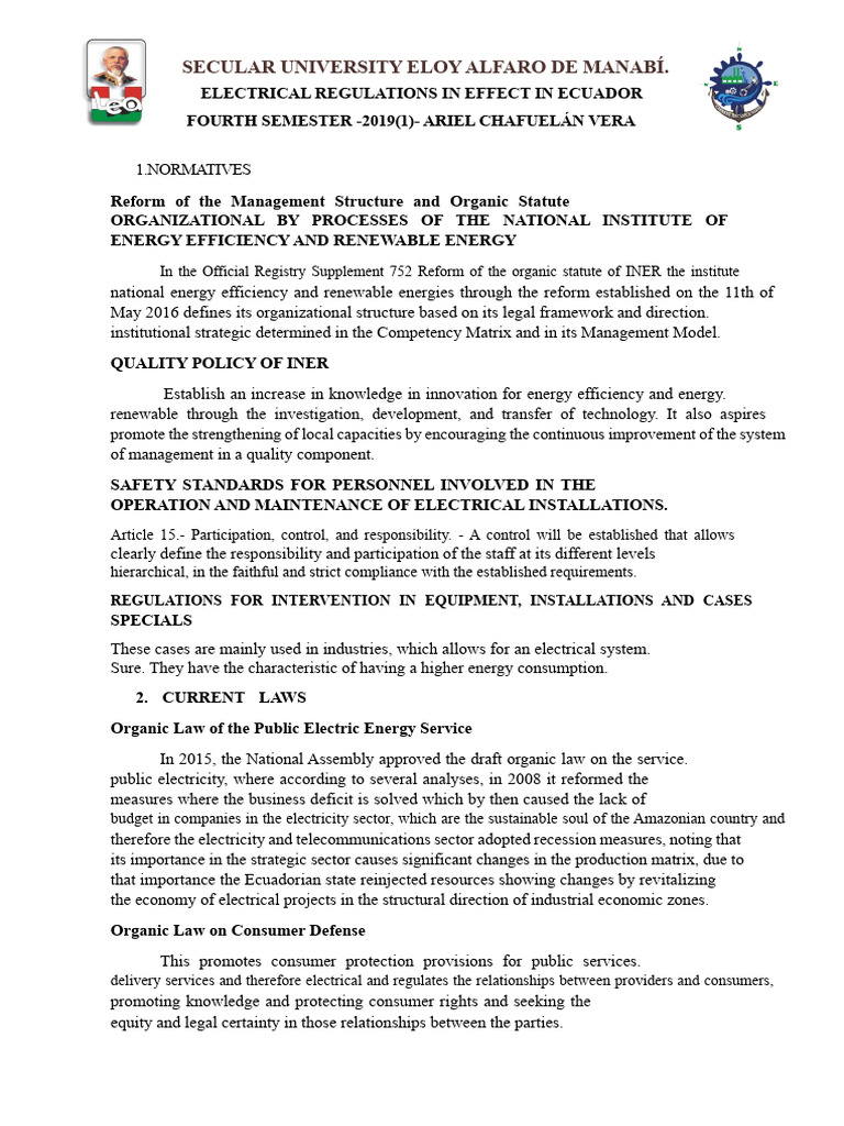 Electrical Standards Ecuador | PDF | Efficient Energy Use | Electricity
