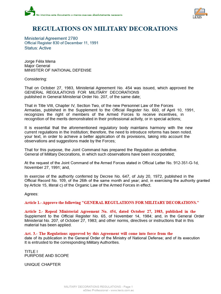 Regulations On Decorations | PDF | Military | Officer (Armed Forces)