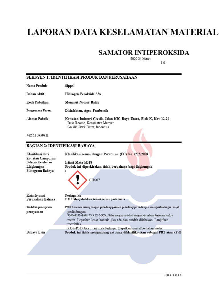 20200324 SipPol Lembar Data Keselamatan Bahan | PDF