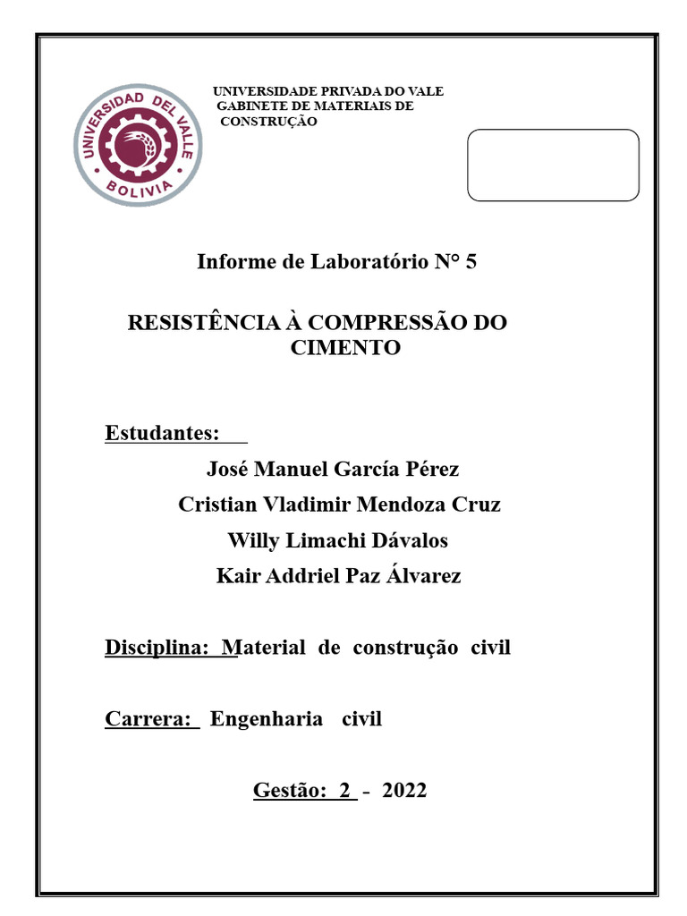 Resistência à Compressão Do Cimento Pdf Resistência Dos Materiais